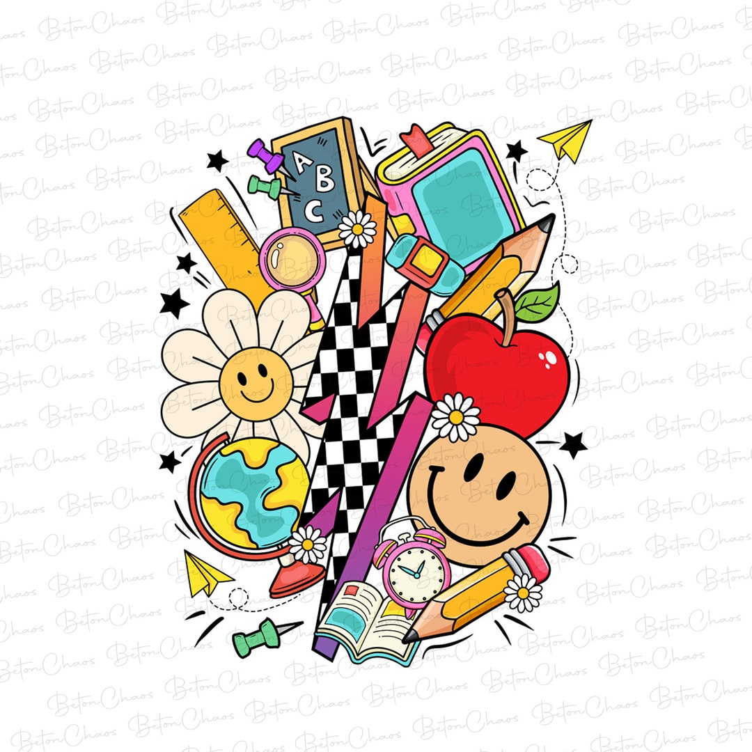 Back to School Bolt PNG File, Sublimation Designs Download, First Day ...