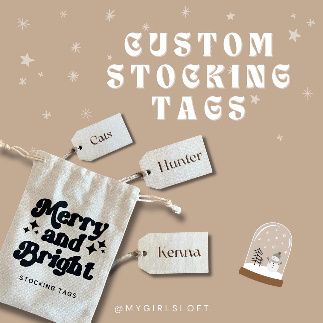 Custom Wood Stocking Tags, Custom Stocking Tags, Holiday Tags, Wooden ...