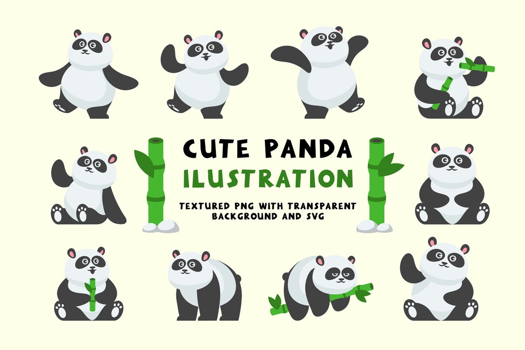 13 Cute Panda Illustration, Funny Panda Clipart, Panda SVG PNG Bundle ...