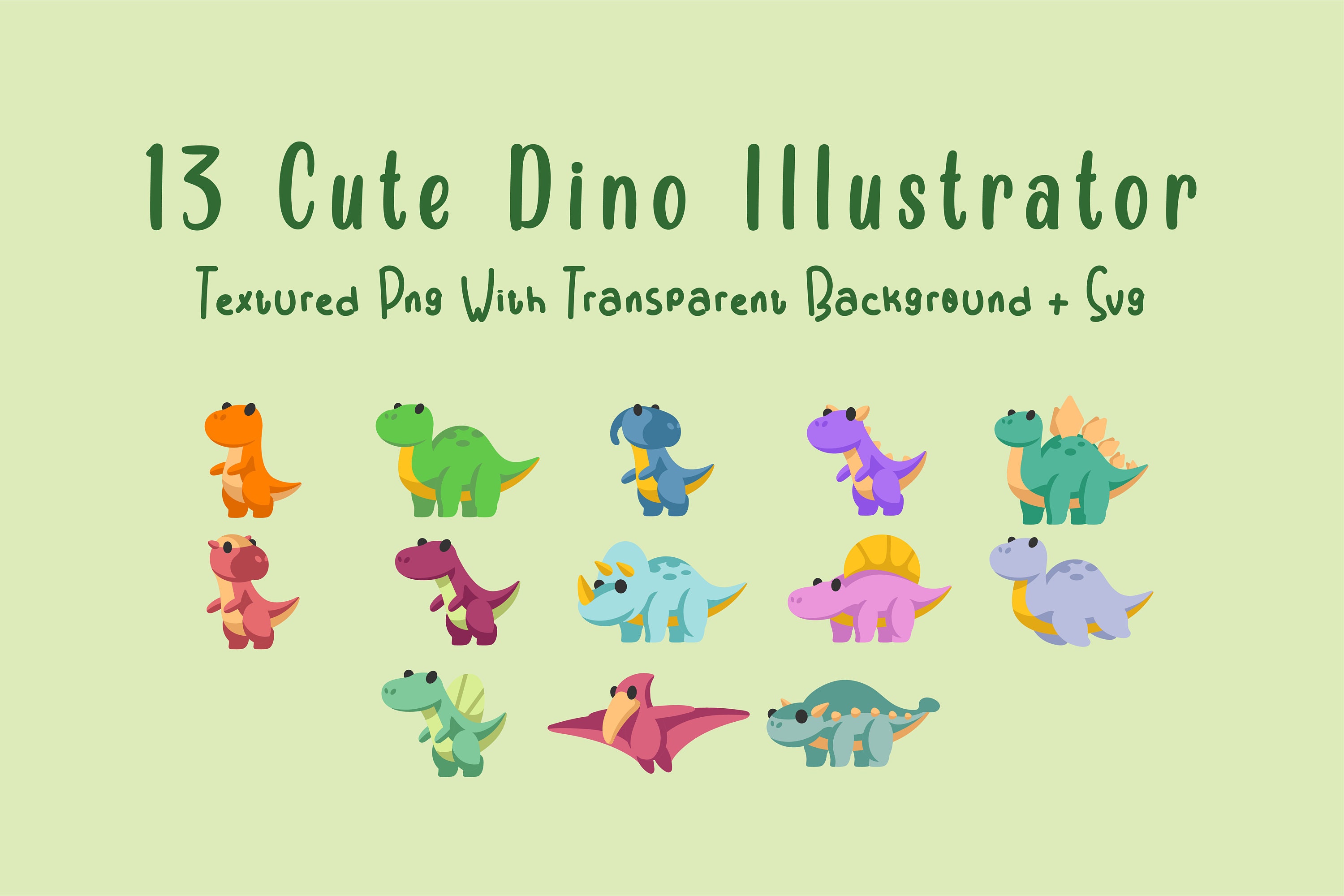 13 Cute Dino Illustration, Dinosaur Clipart, Dino Baby Shower, Dinosaur ...