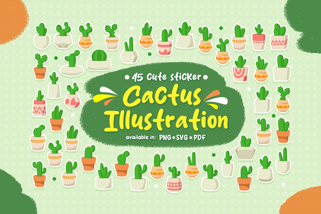 Adorable Cactus and Succulent Schedule Sticker Set: 45 Pcs, Perfect for ...