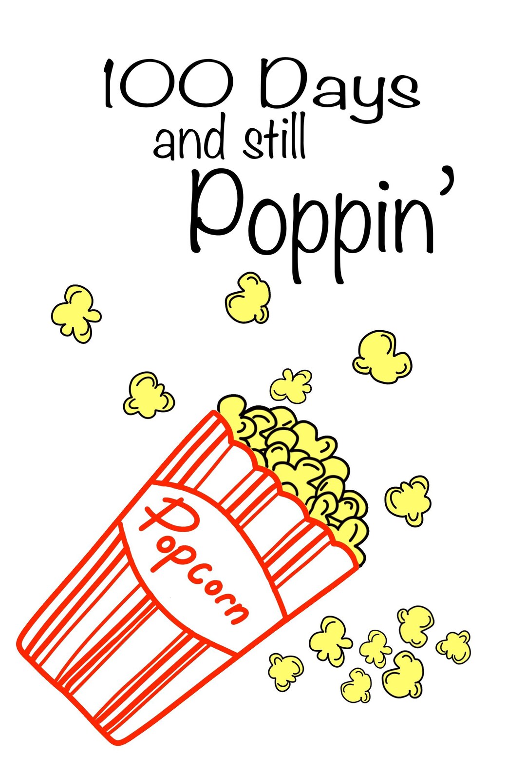 100th Day of School Popcorn PNG File - Etsy