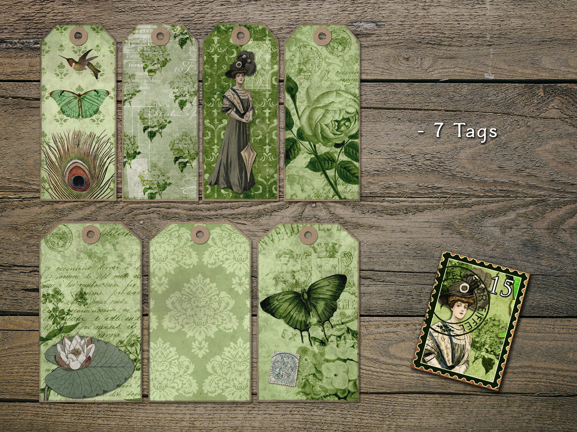 Green Vintage Junk Journal Kit, Green Journal, Vintage, Antique, French ...