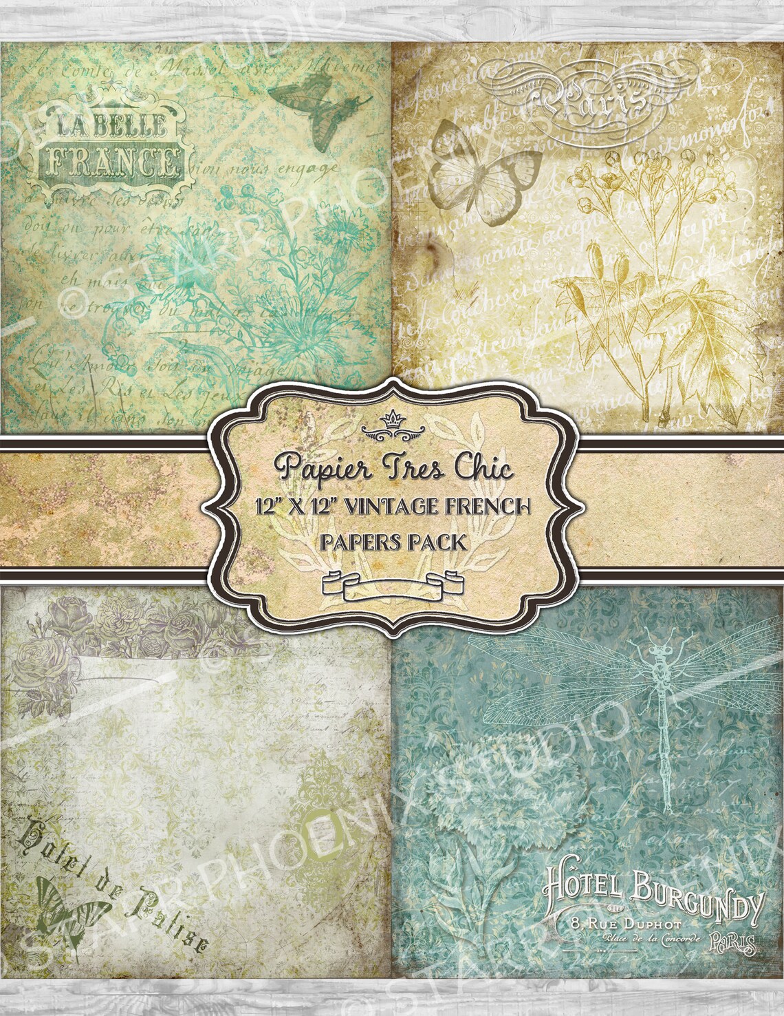 12 X 12 Vintage French Papers, French Style, Pastel, 12 X 12 Papers ...