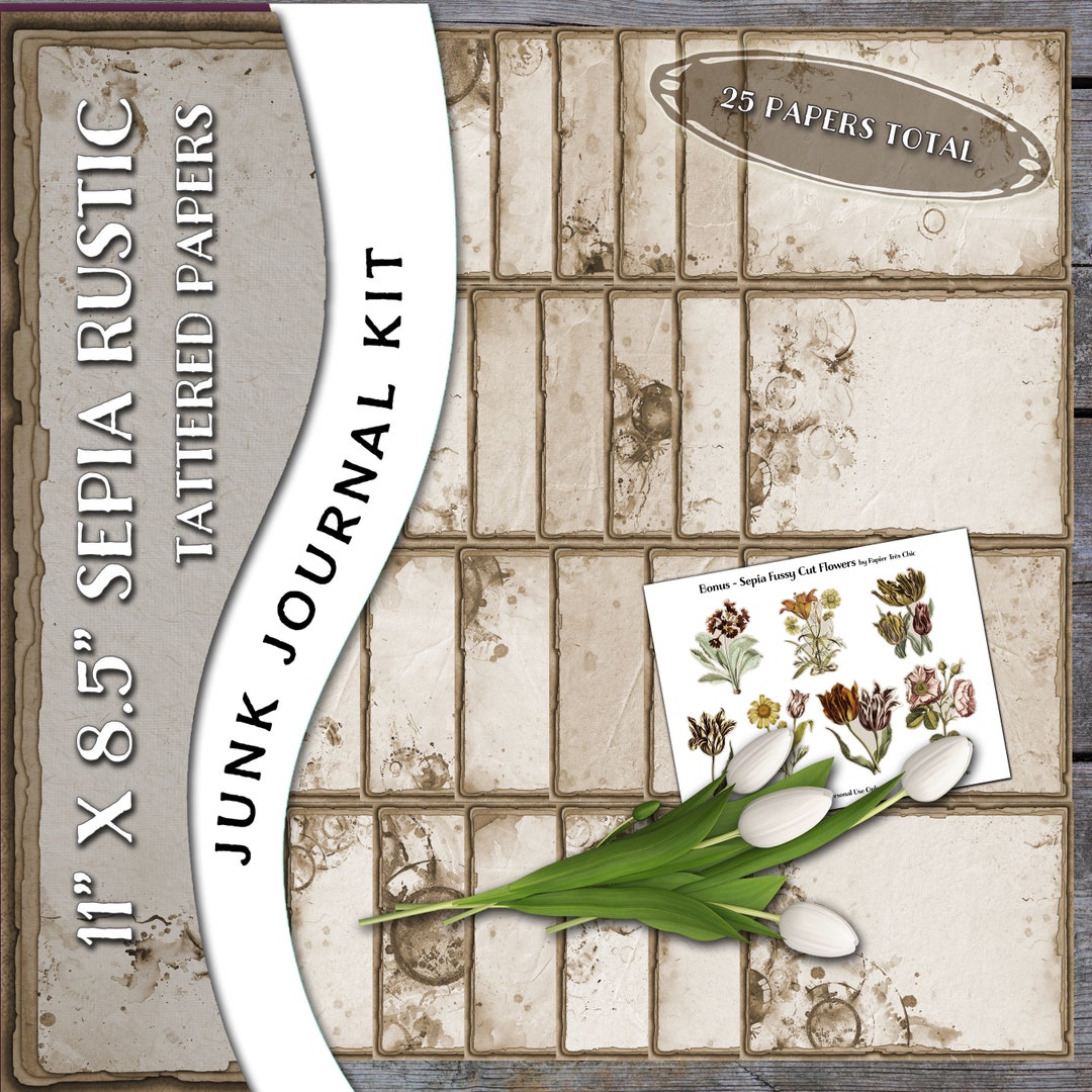 Sepia Rugged Tattered Papers, Sepia Antique Papers Kit, Sepia, Journal ...