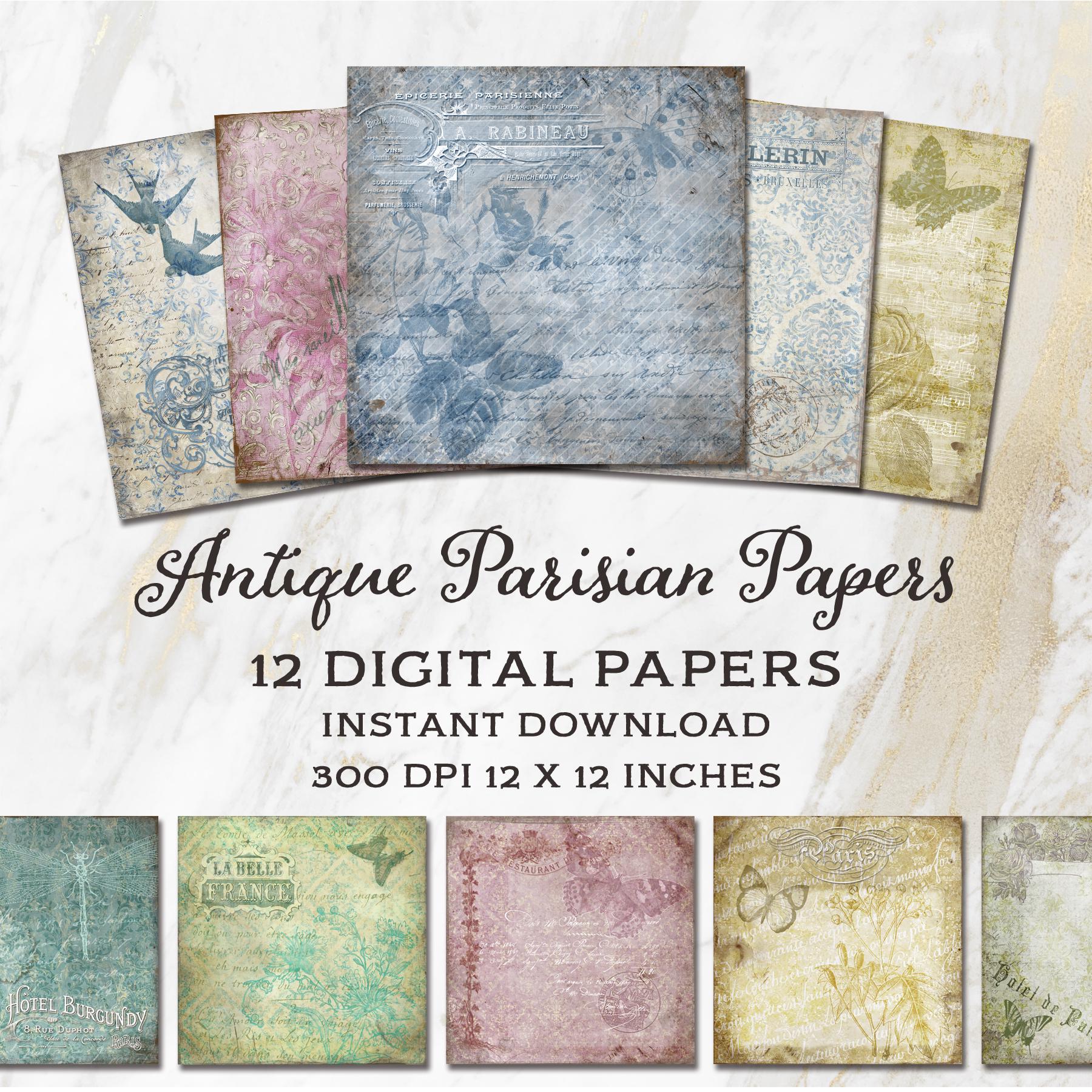 12 X 12 Vintage French Papers, French Style, Pastel, 12" X 12" Papers ...