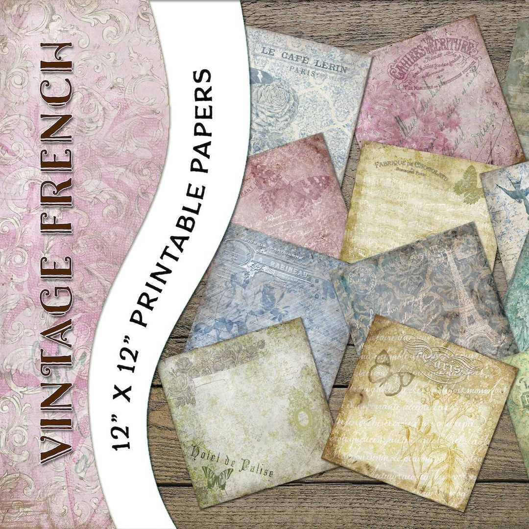 12 X 12 Vintage French Papers, French Style, Pastel, 12 X 12 Papers ...
