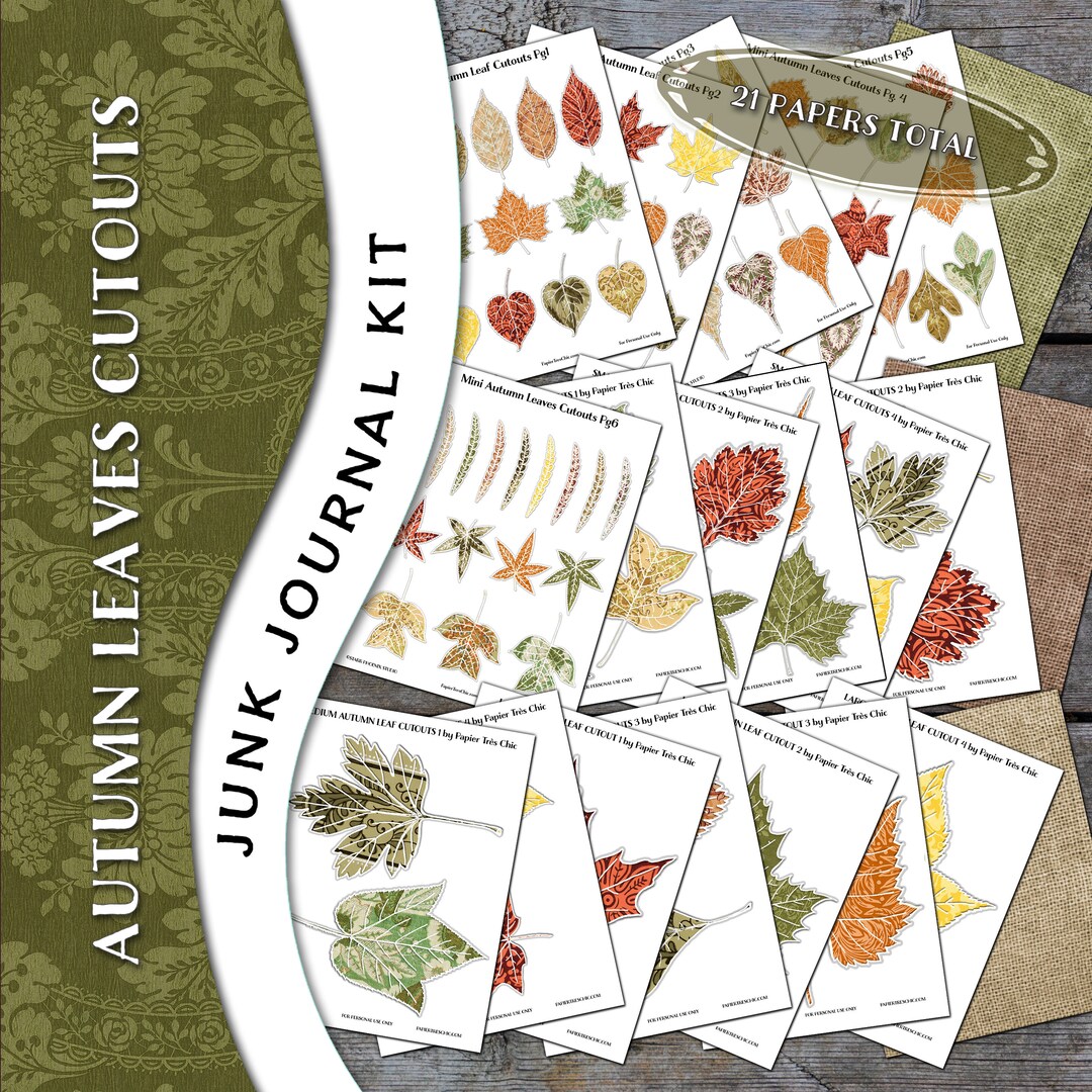 Autumn Leaves Cutouts, Autumn Antique Papers Kit, Autumn, Journal Kit ...