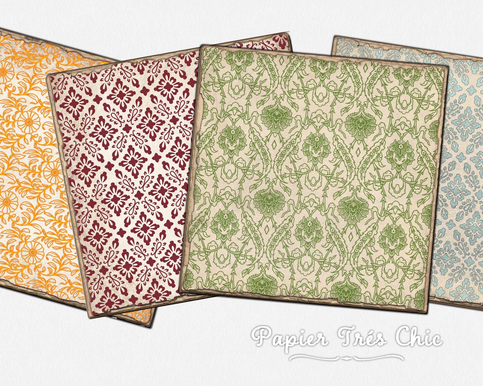12 X 12 Antique Trending Colors Patterned Papers, Vintage Style, Floral ...