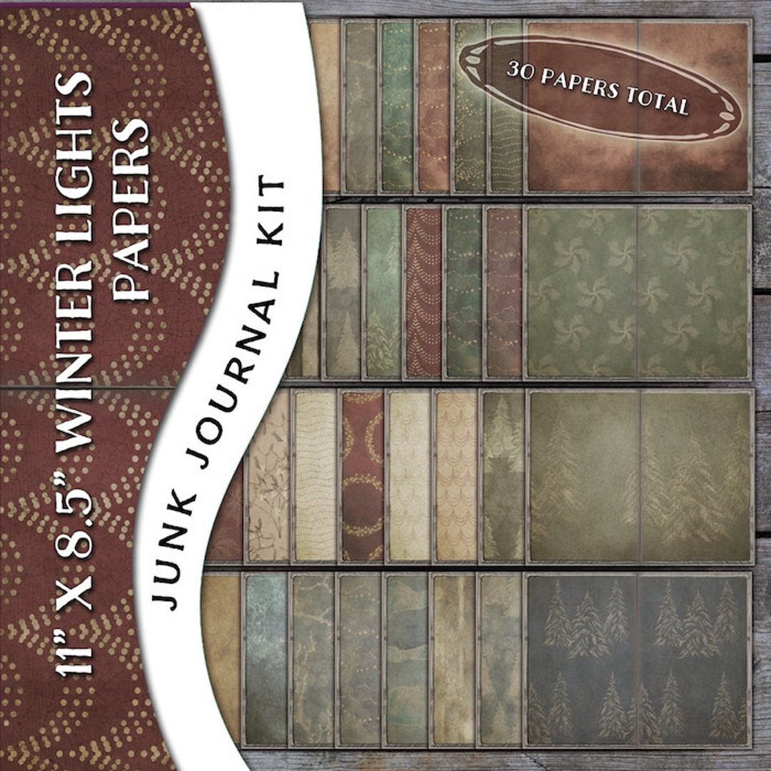 Winter Lights Journal Kit, Winter Papers, Printable Winter Papers ...