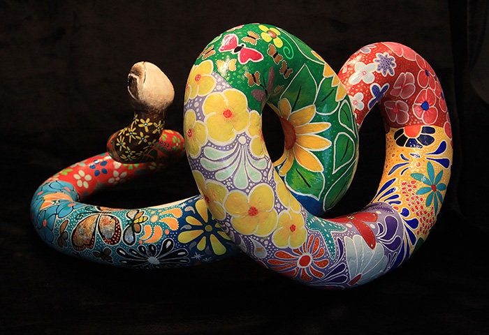Snake Sculpture, Mexican Talavera Rattlesnake, Snake Sculpture, Mexican ...