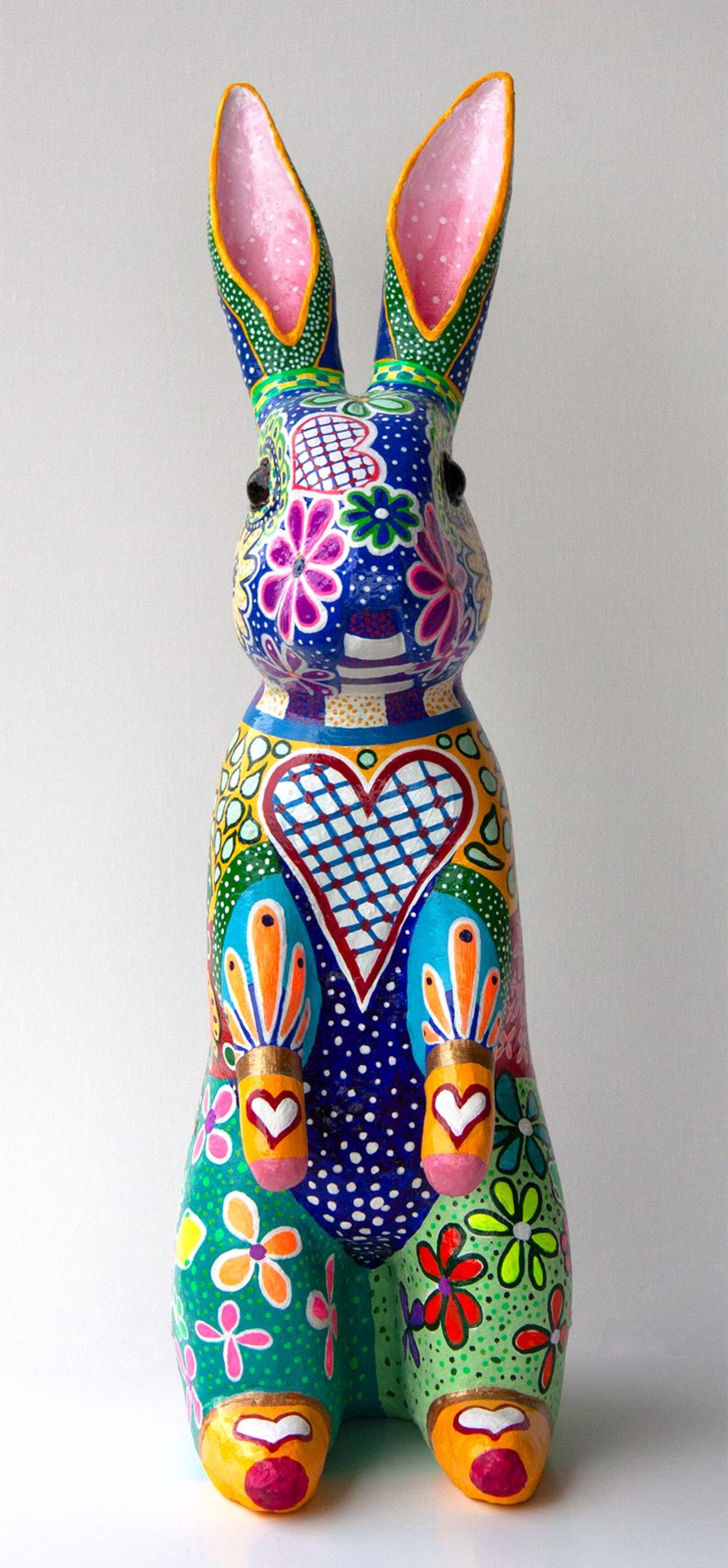 Talavera Bunny Sculpture, Paper Clay Sculpture, Handmade Mexican ...
