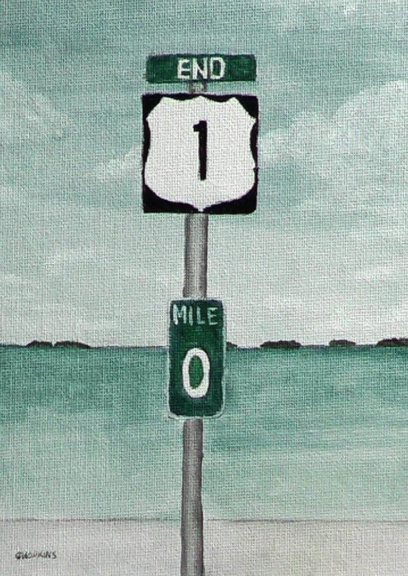 Mile Marker 0 Key West, Florida, Original Oil Painting, Original Oil ...