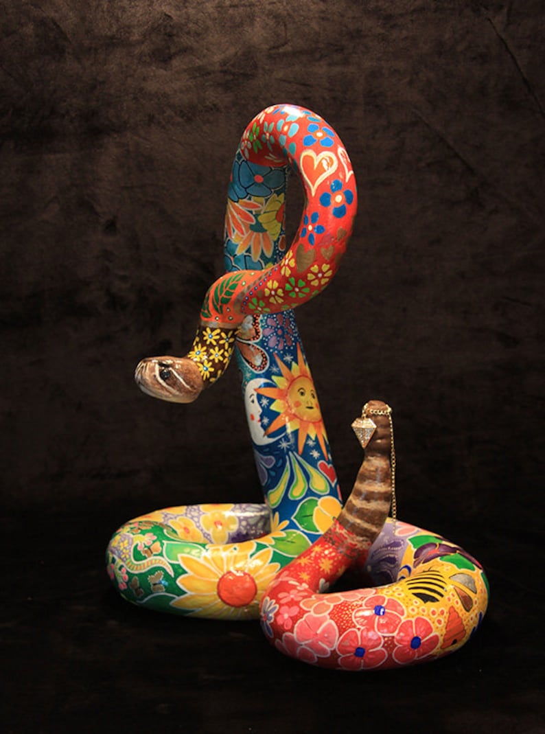 Snake Sculpture, Mexican Talavera Rattlesnake, Snake Sculpture, Mexican ...