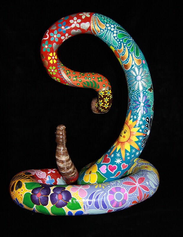 Snake Sculpture, Mexican Talavera Rattlesnake, Snake Sculpture, Mexican ...