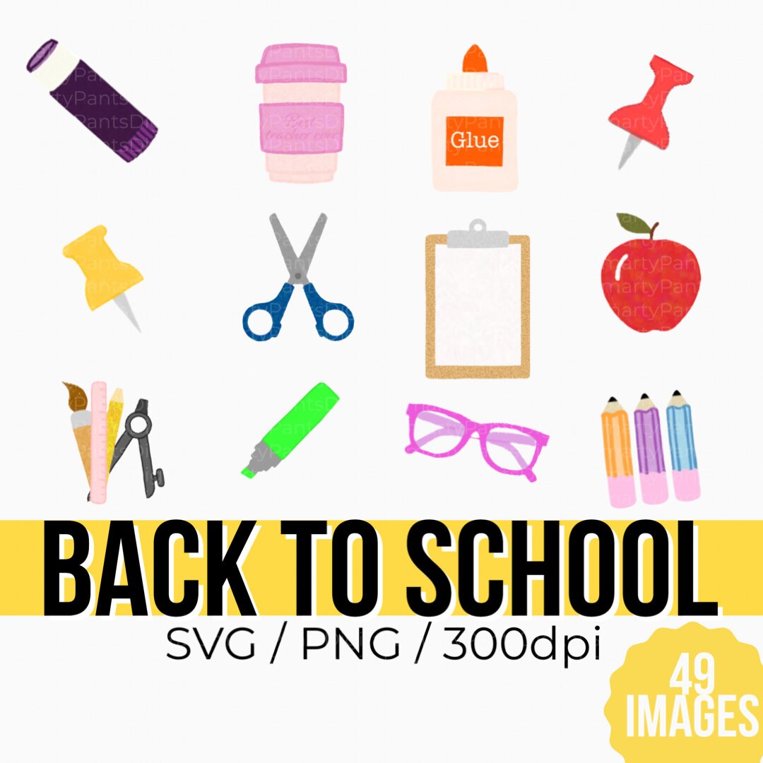 School Clipart Set School Supplies Clipart School PNG - Etsy