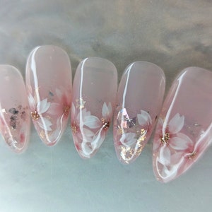 Sakura Nails, Cherry Blossom Nails, Japanese Nails, Prees on Nails ...