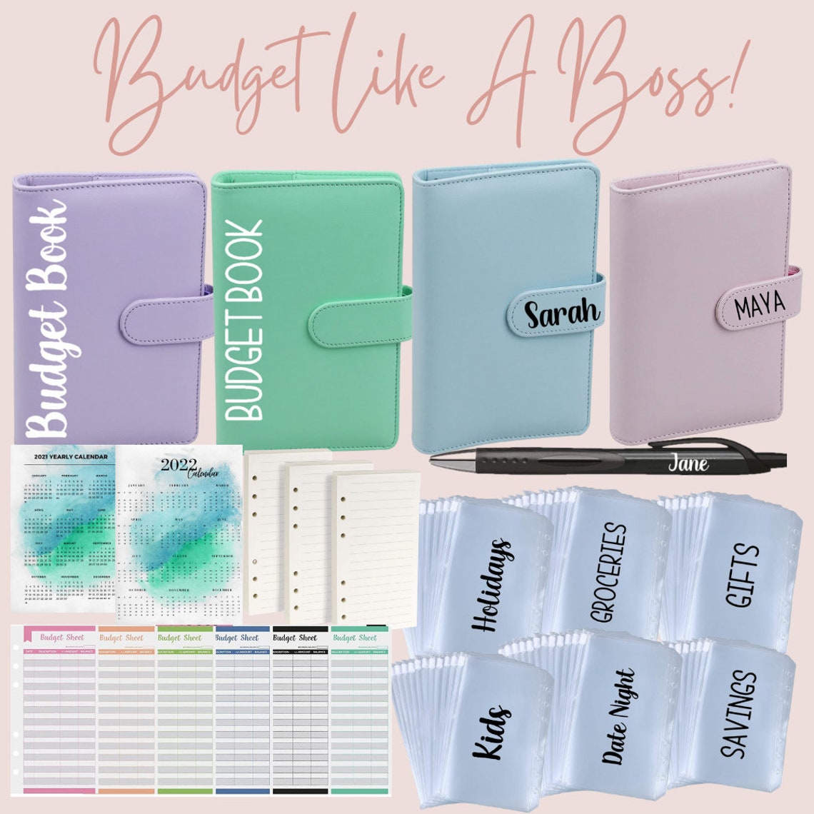 Custom A6 Leather Budget Book/Diary | Etsy