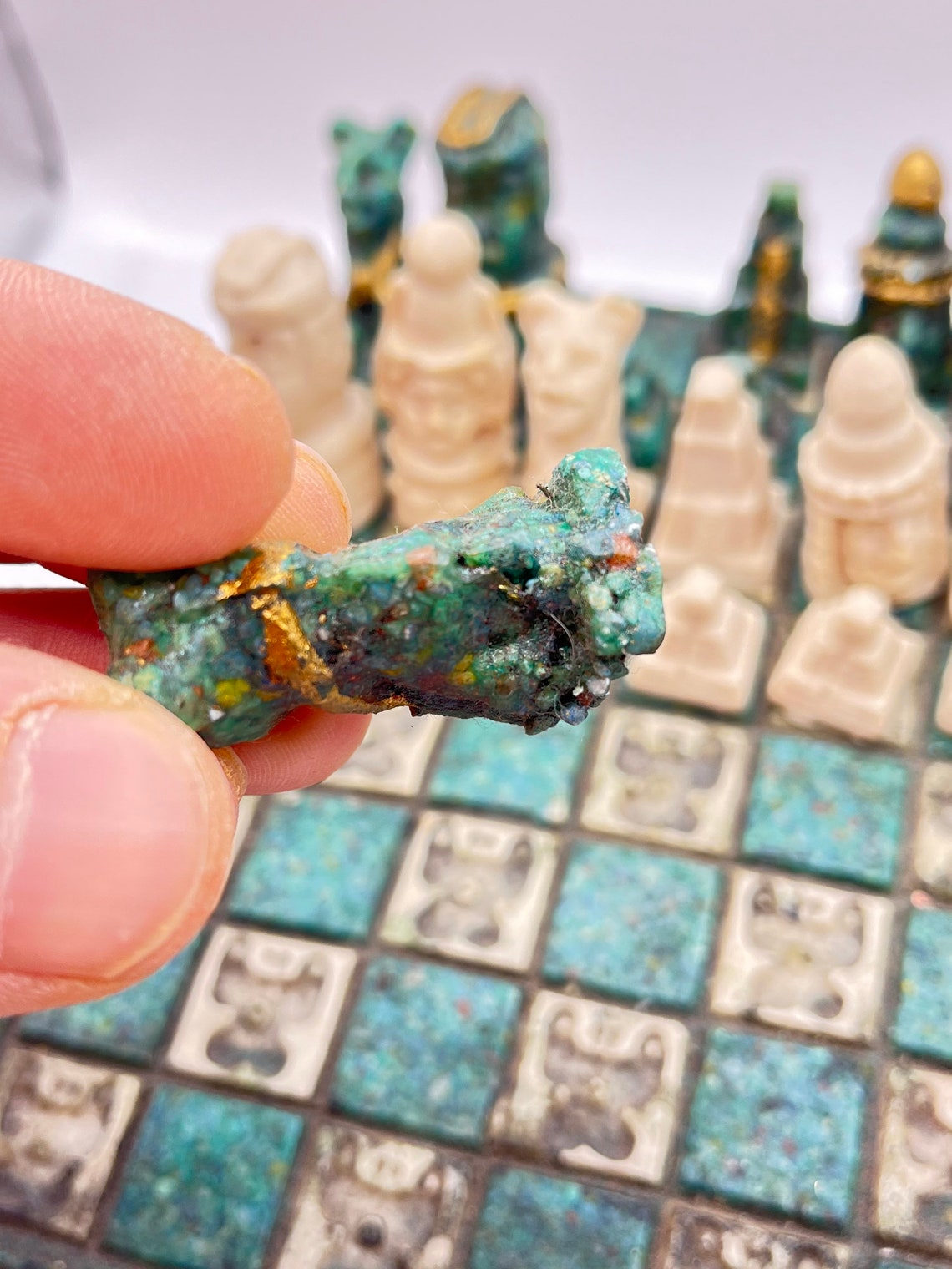 Aztec/mayan Crushed Stone and Resin Chess Set - Etsy