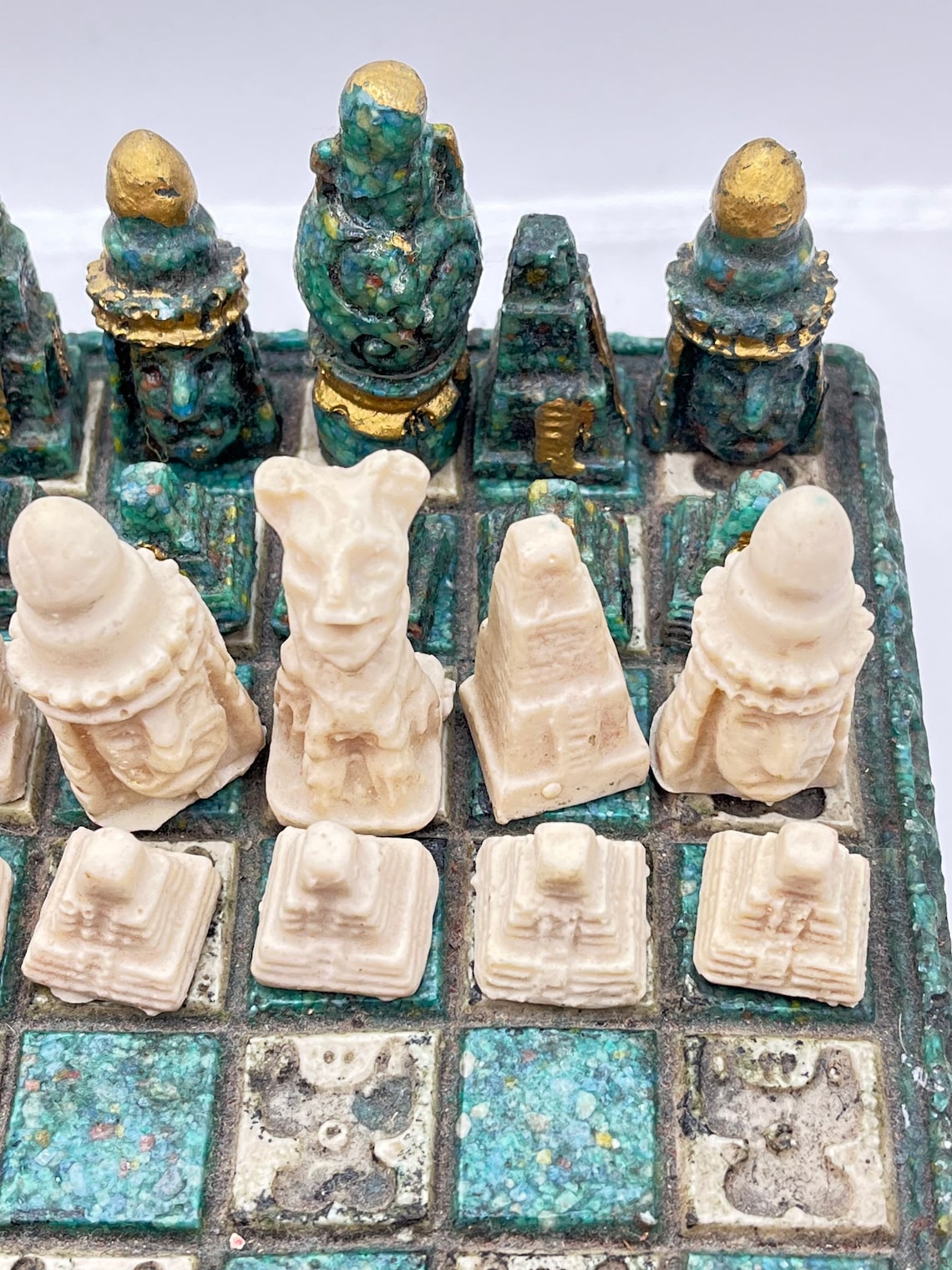 Aztec/mayan Crushed Stone and Resin Chess Set - Etsy