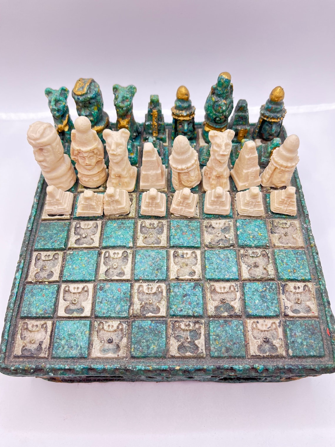 Aztec/mayan Crushed Stone and Resin Chess Set - Etsy