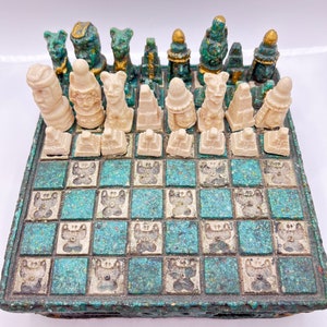 Aztec/mayan Crushed Stone and Resin Chess Set - Etsy