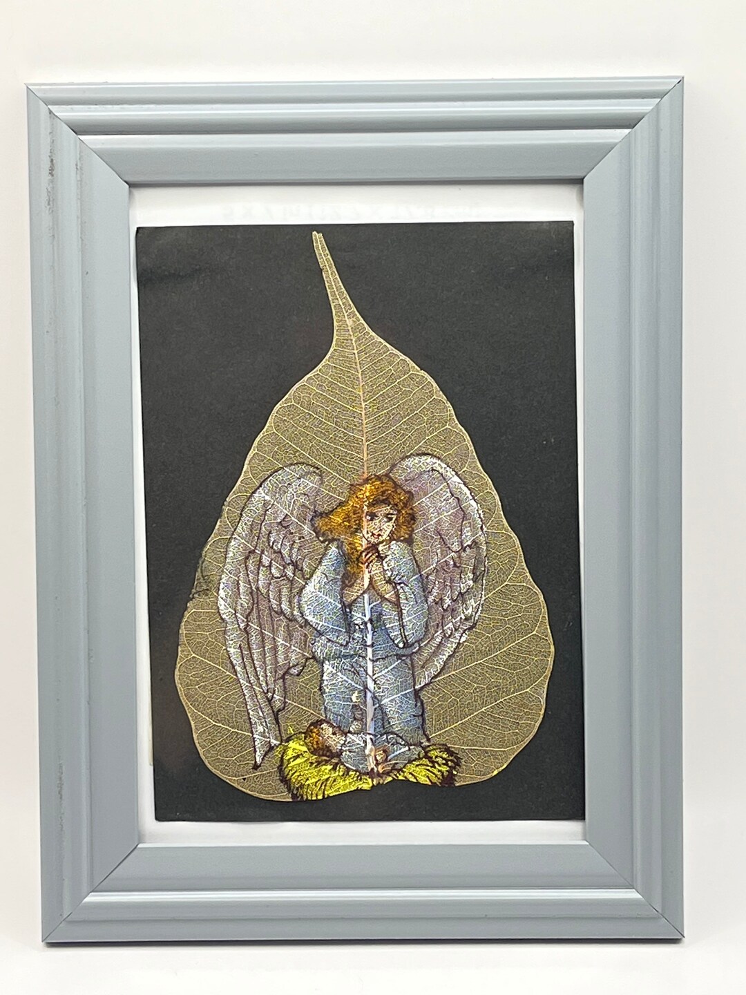 Peepal Leaf Painting of Angel Over Baby Jesus - Etsy