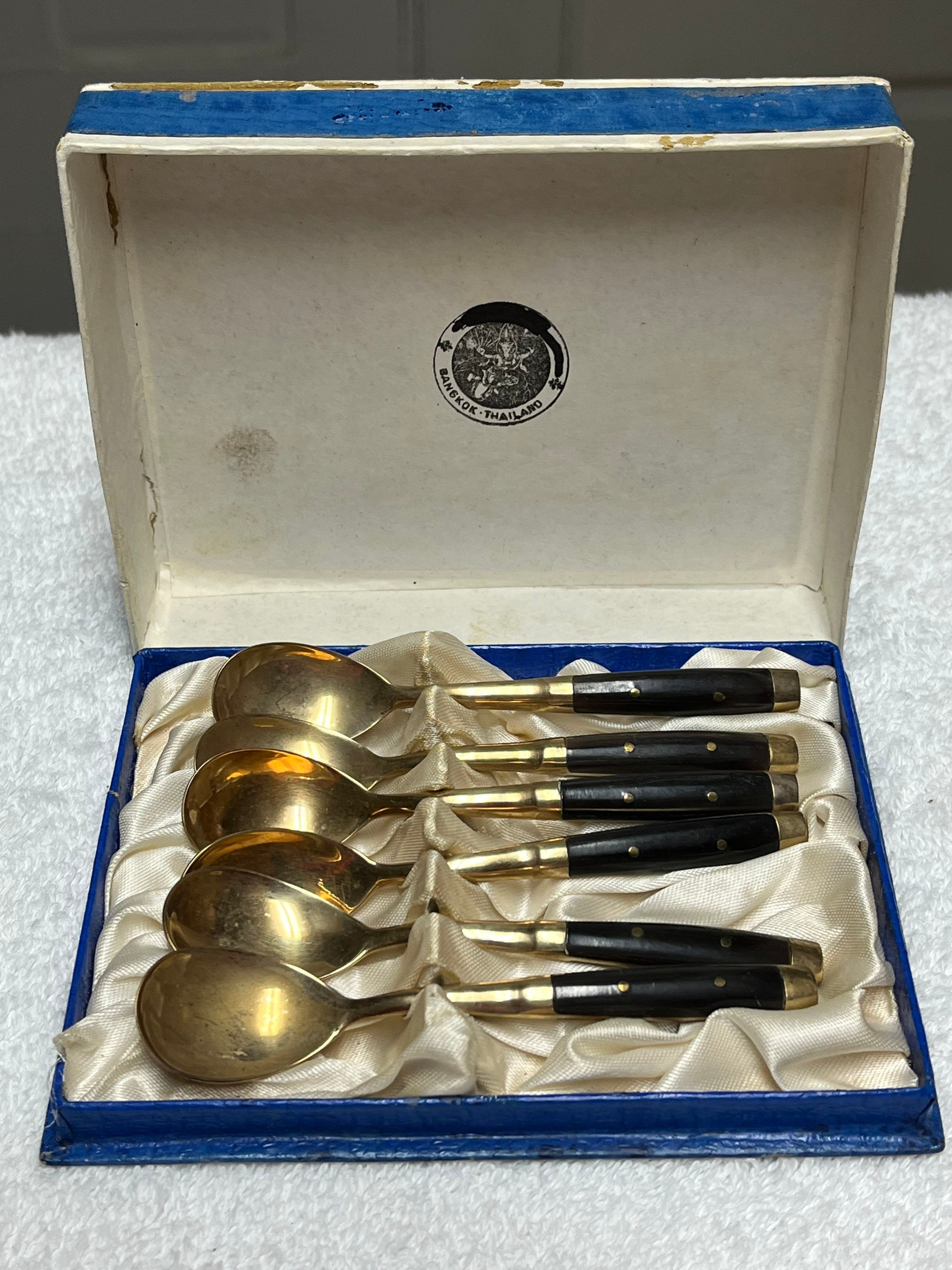 Buffalo Horn and Brass Spoon Set 6pc. - Etsy