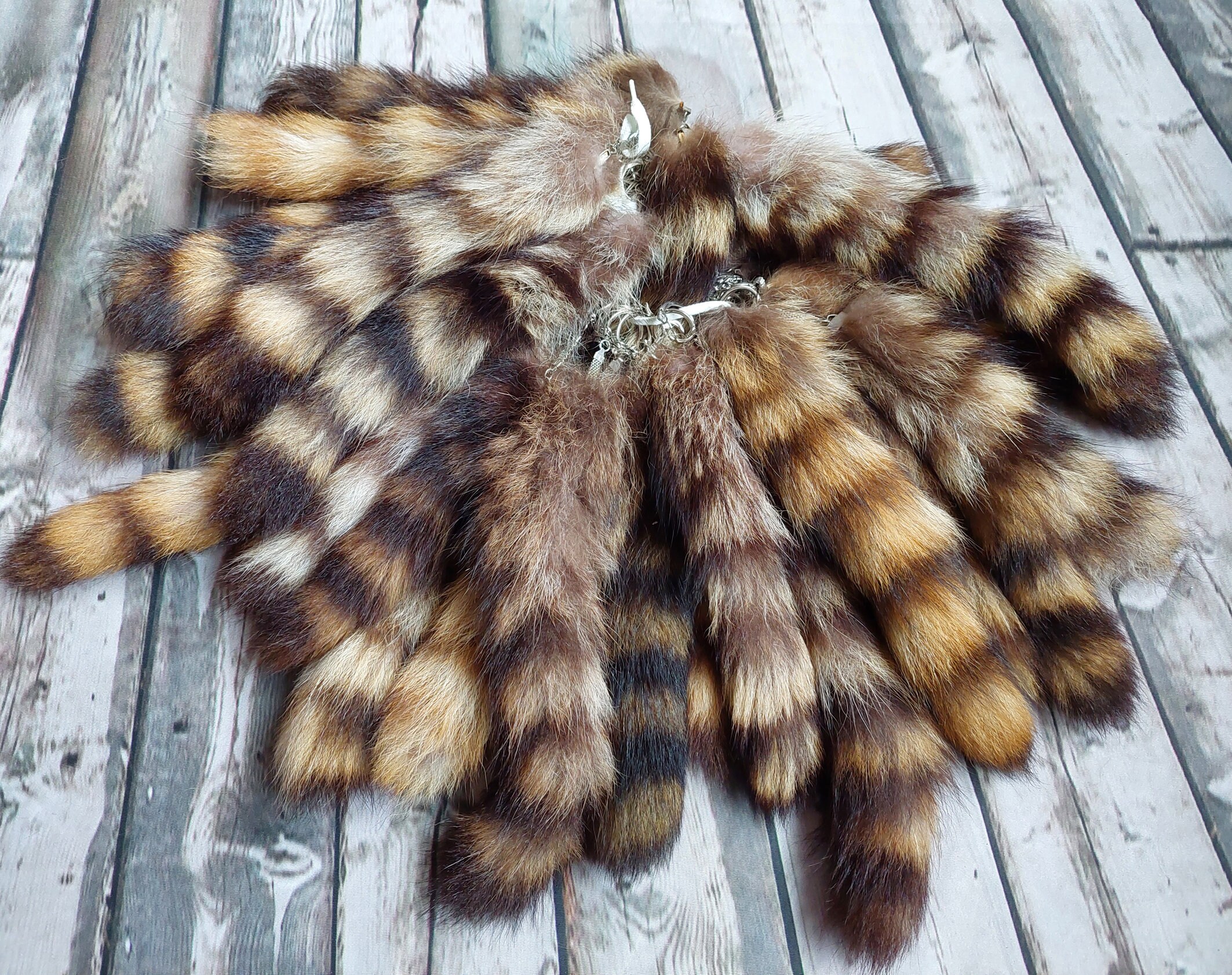 Queue de renard renard queue de raton laveur porte-clés ca.25 | Etsy