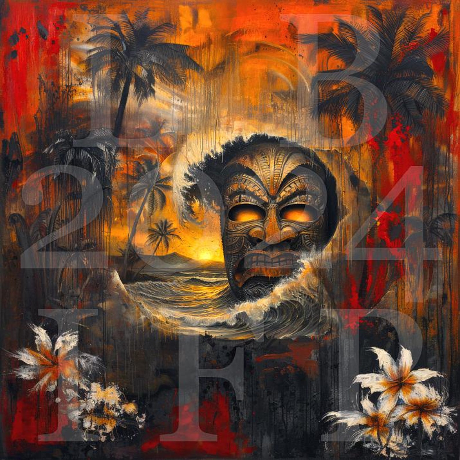 Oceanic Polynesian Guardian: the Rising Tiki Mask Print - Etsy