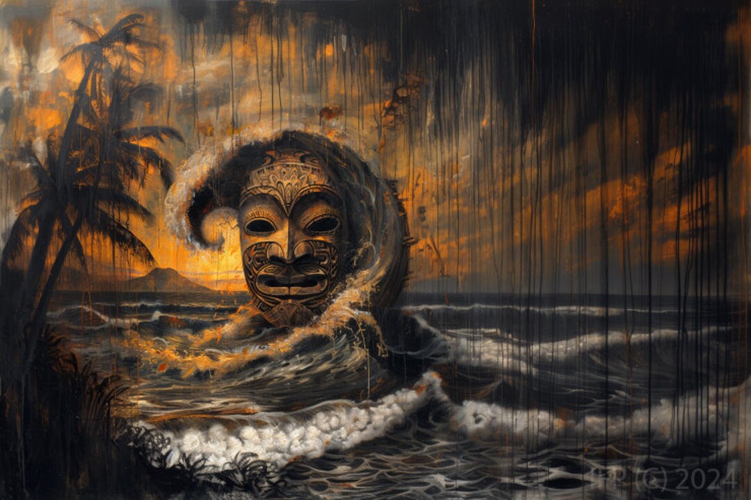 Oceanic Polynesian Guardian: the Rising Tiki Mask Print - Etsy