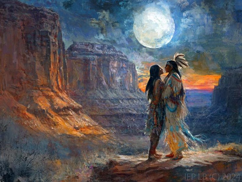 Sacred Indigenous Moon Spirits Grand Canyon Love Story Print - Etsy