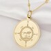 14K Solid Gold Scuba Diving Jewelry, Personalized Compass Coin Pendant ...