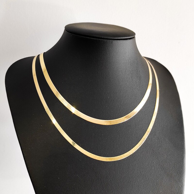 Flat Gold Necklace - Etsy