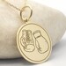 14K Real Solid Gold Boxing Gloves Pendant, Gold Boxing Gloves Coin Necklace, Dainty Fighter Disc ...