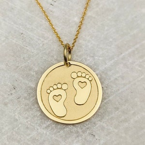 14K Solid Gold Baby Feet Pendant: Personalized Newborn Charm - Etsy