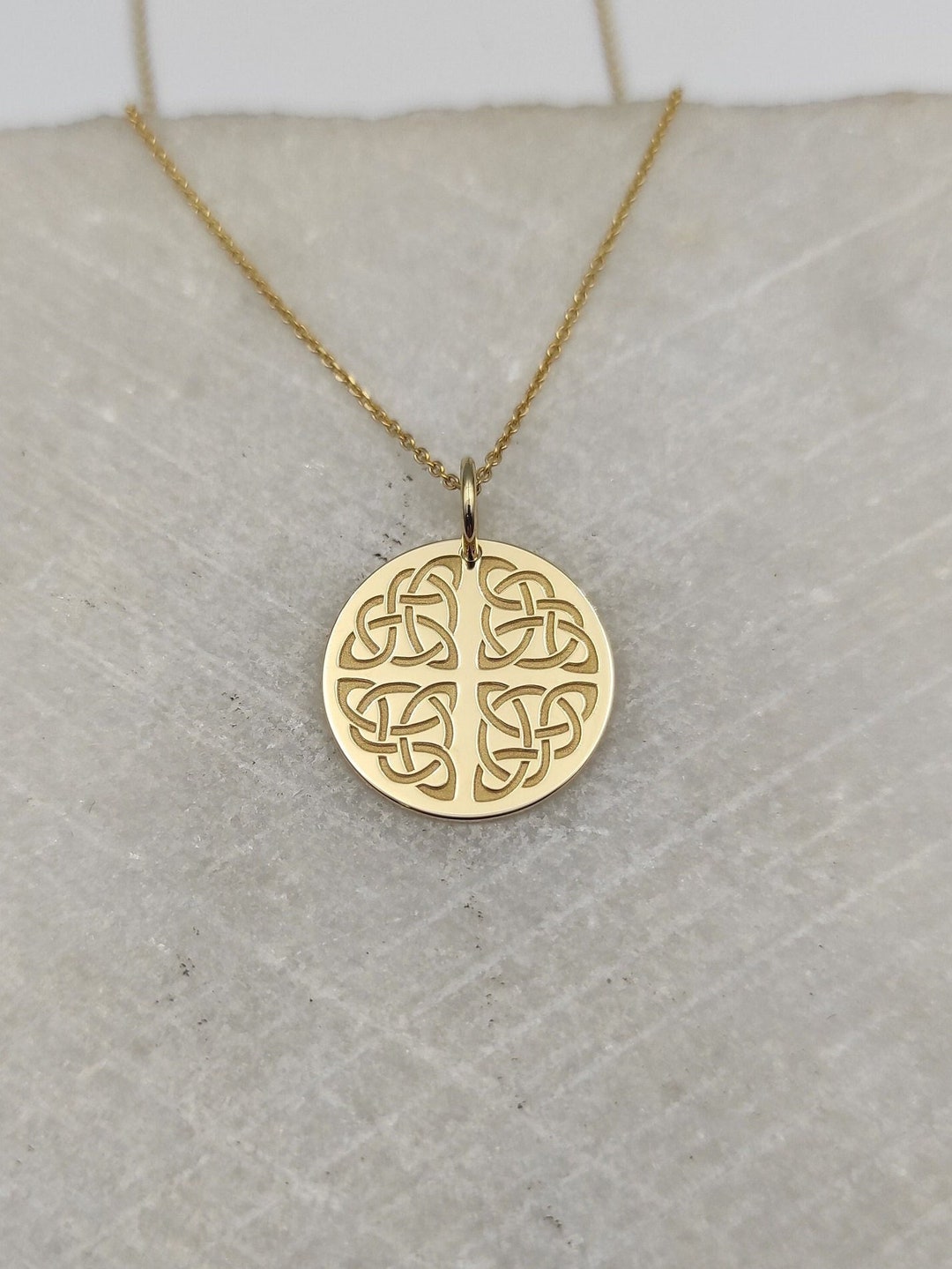 14K Solid Gold Trinity Knot Pendant, Celtic Symbol Necklace ...