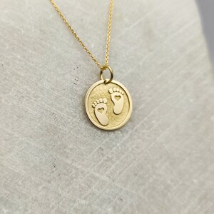 14K Solid Gold Baby Feet Pendant: Personalized Newborn Charm - Etsy