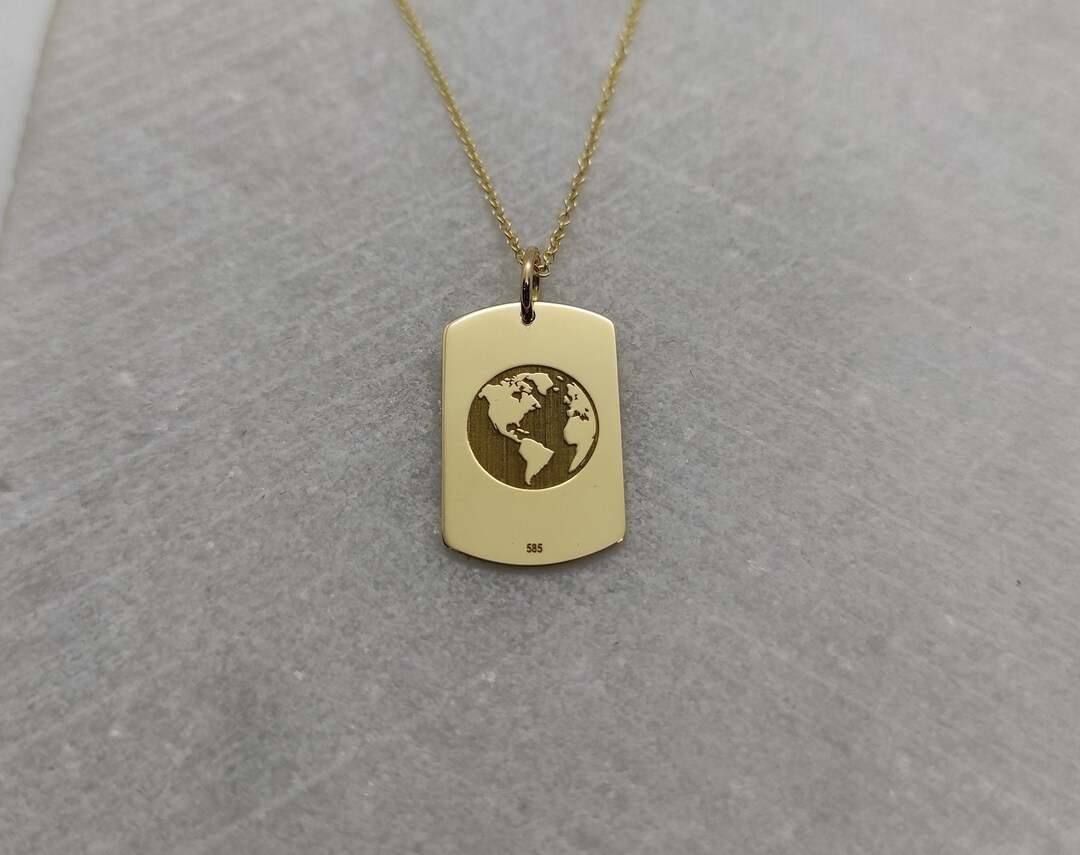 14K Gold Welt Karte Halskette, Gold Erde Halskette Globe Anhänger, Reisende Halskette, Welt ...