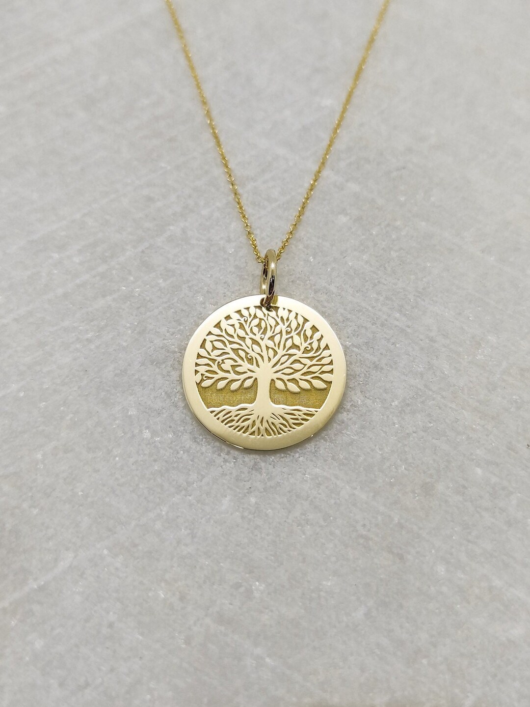 Tree Necklace, 14K Solid Gold Pendant, Tree of Life Charm, Family Tree ...