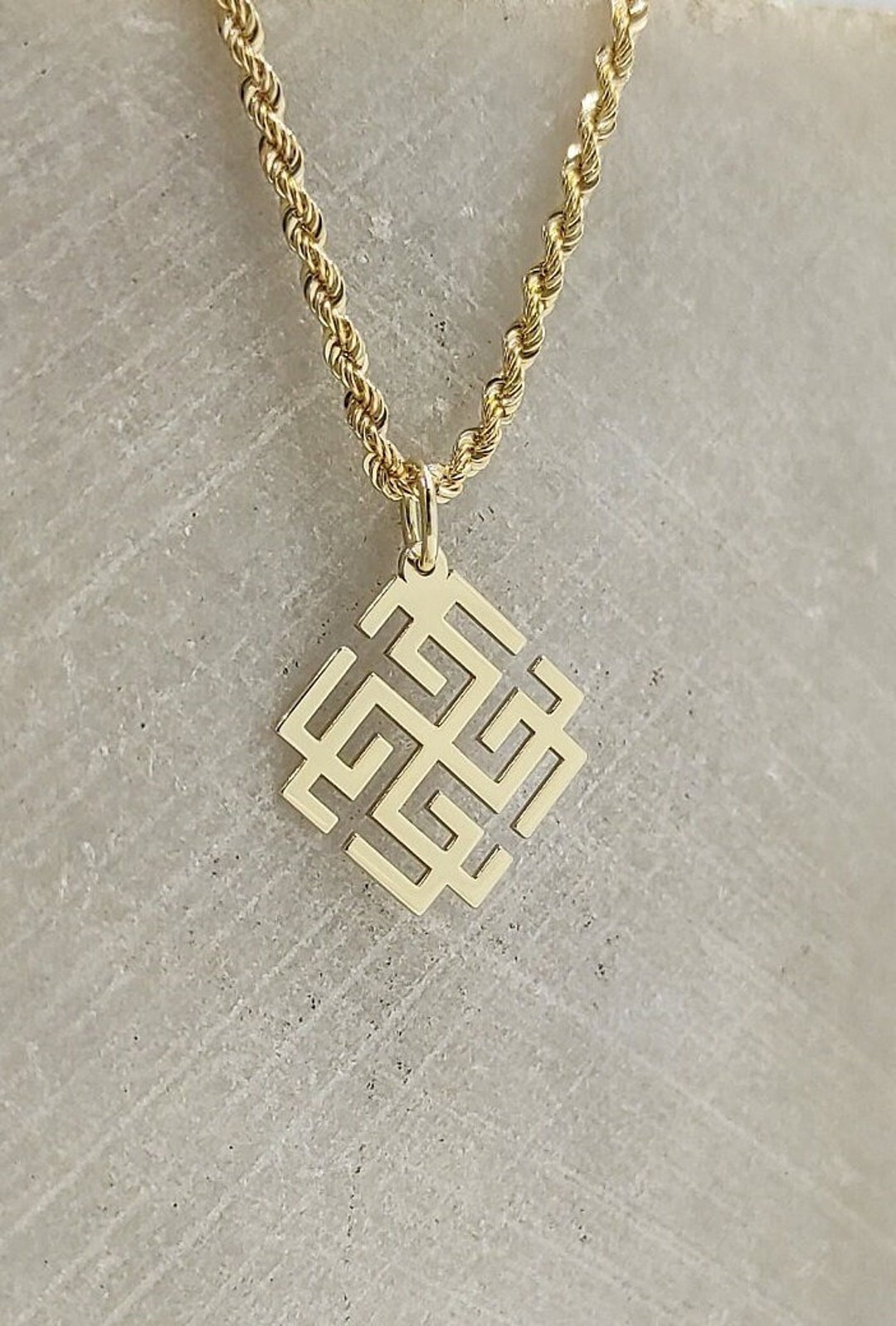14K Solid Gold Slavic Symbol Pendant, Gold Pagan Jewelry, Slavic God ...