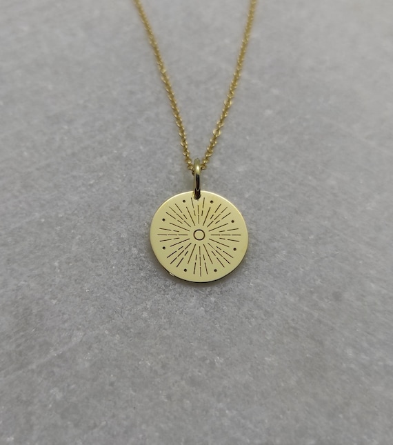 Real Gold Sun REY Embossed Sun Pendant 9ct Gold — Studio Rua