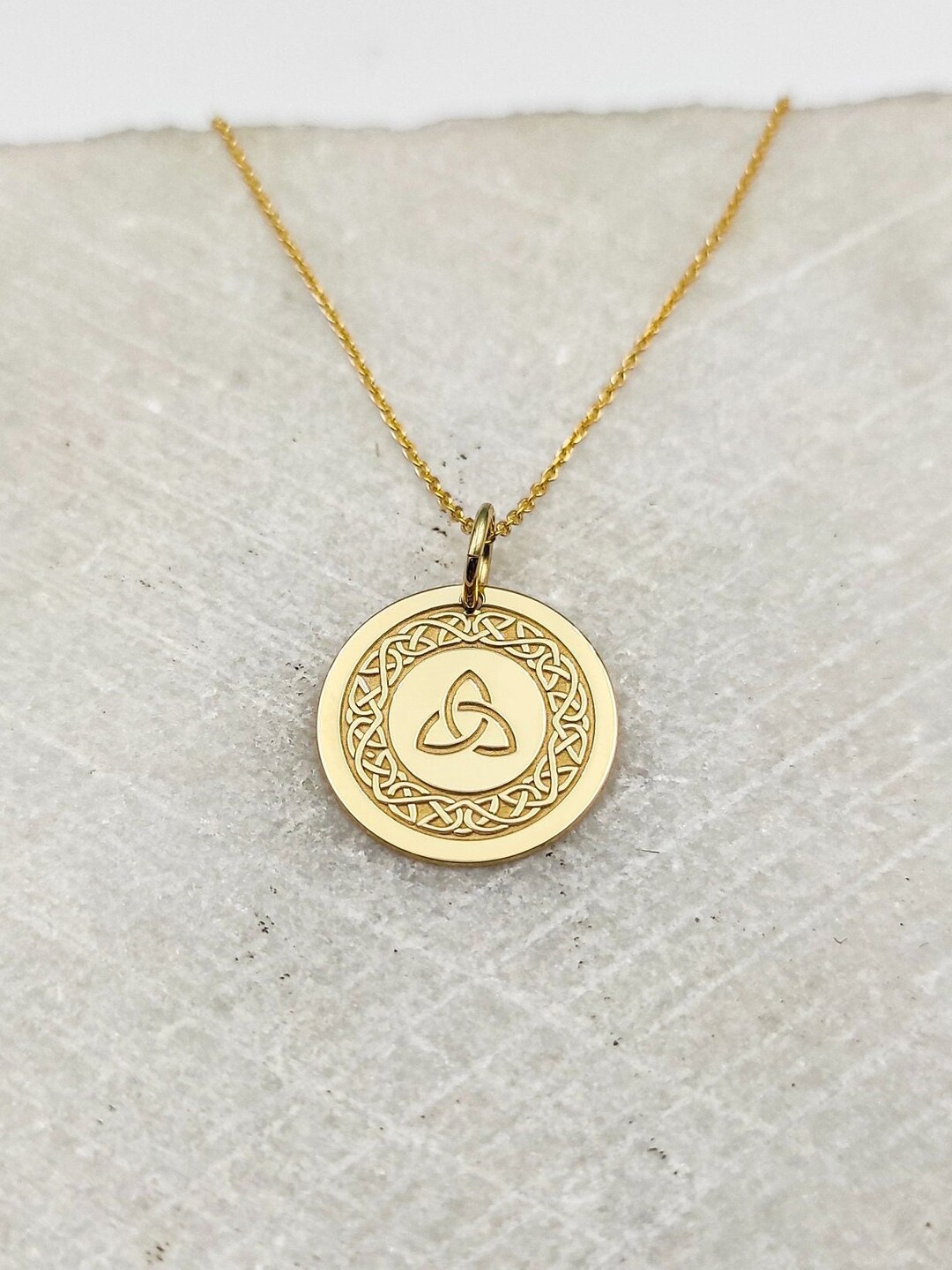 9K Solid Gold Trinity Knot Jewelry, Gold Irish Trinity Knot Coin ...