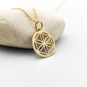 14K Sold Gold Seed of Life Necklace, Gold Sacred Geometry Jewelry ...