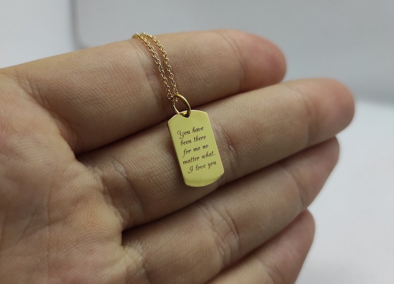 14K Solid Gold Dog Tag Necklace 14K Solid Gold Pendant - Etsy