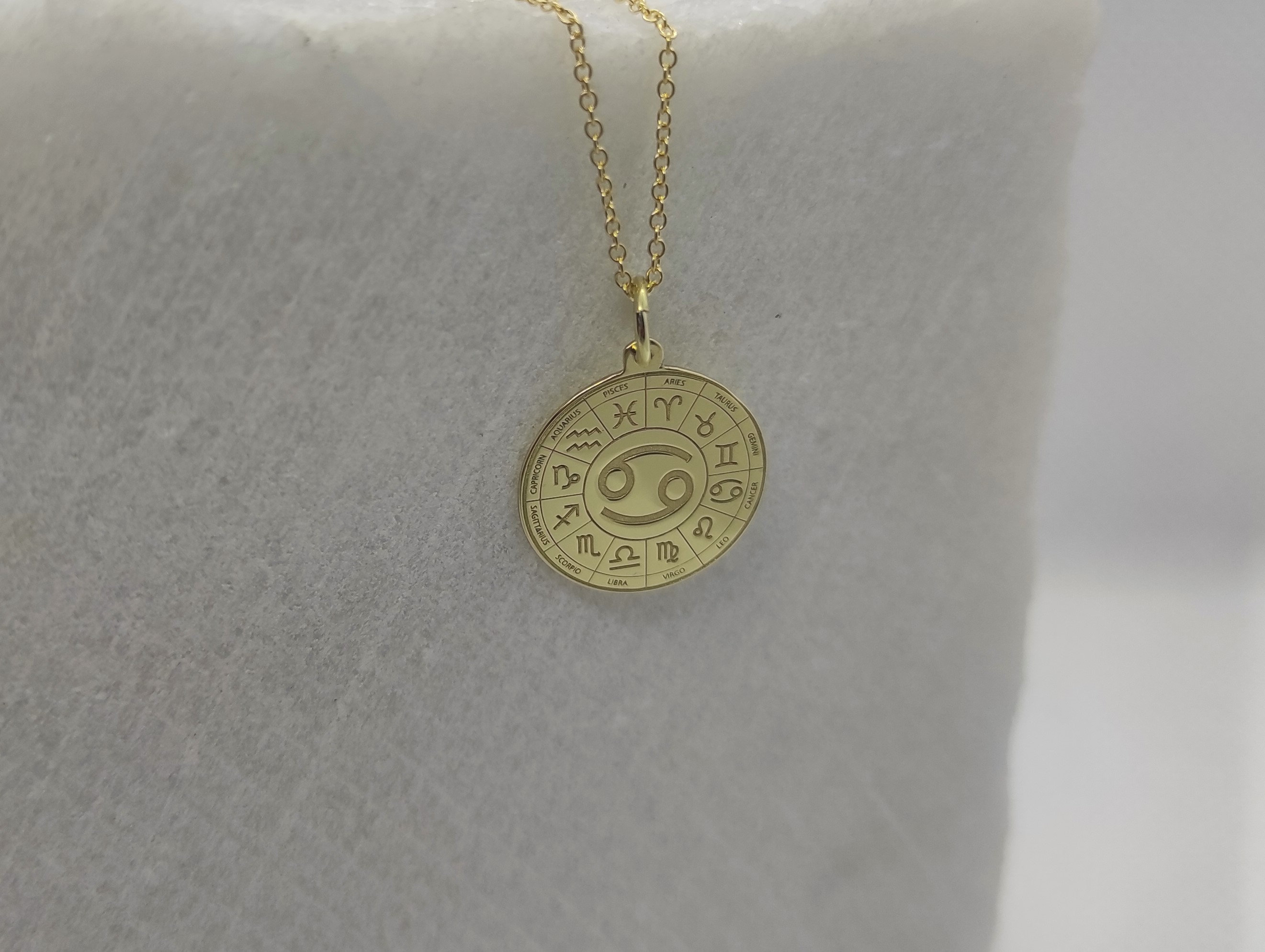 Cancer Zodiac Pendant 14K Gold Pendant Gold Cancer Charm - Etsy UK