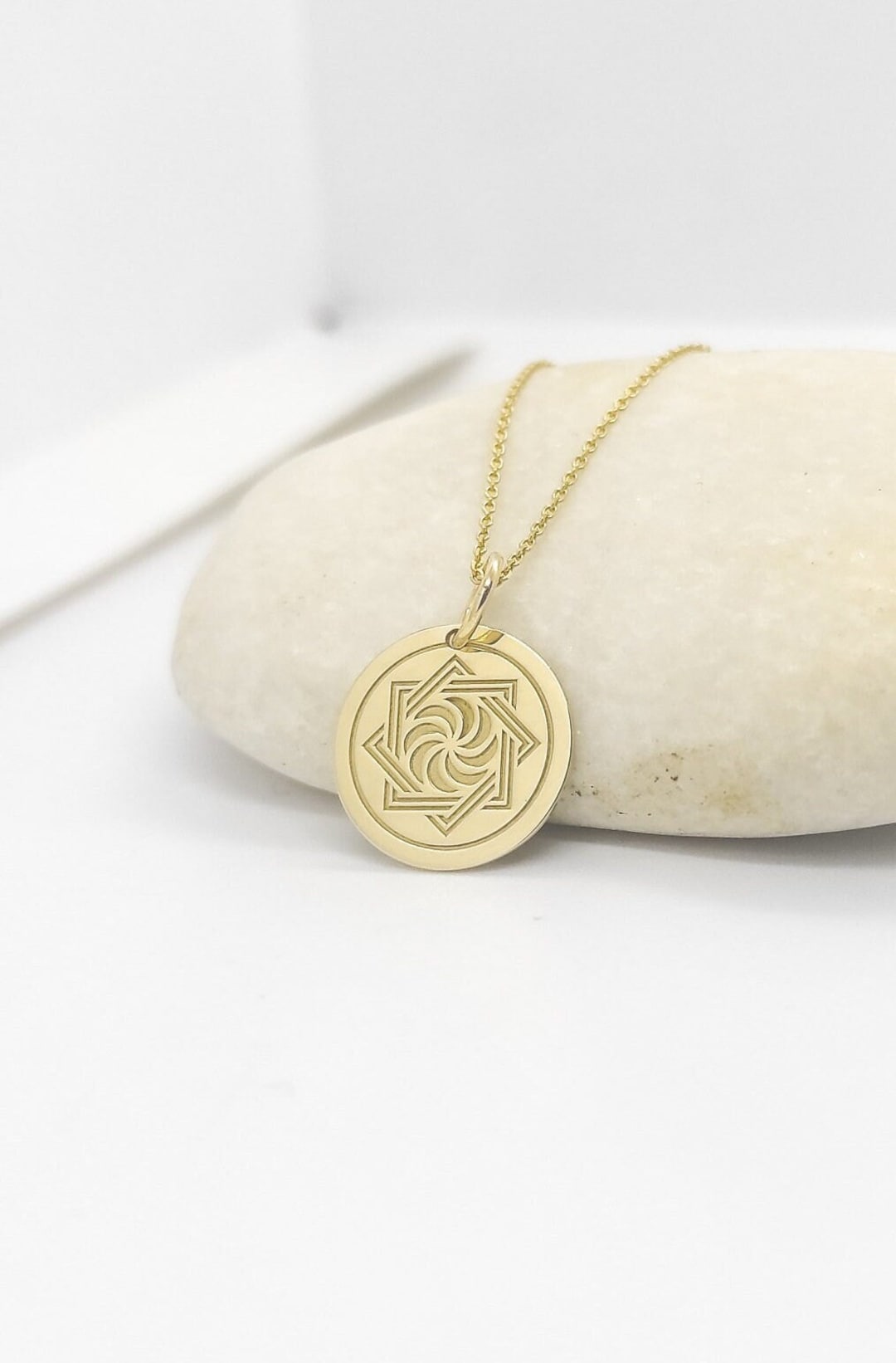 14K Solid Gold Eternity Symbol Necklace, Gold Coin Infinity Pendant ...
