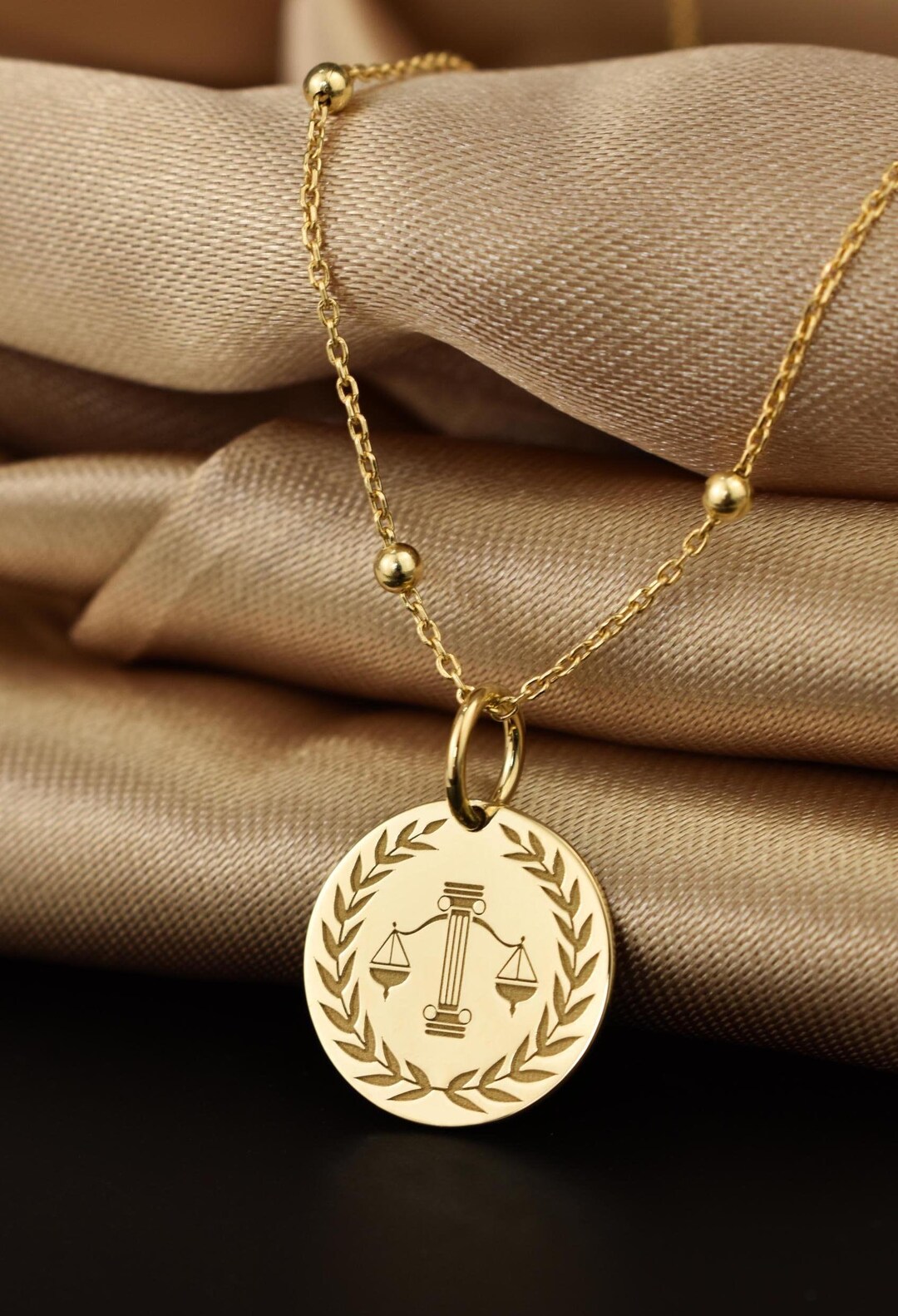 14K Gold Justice Scale Necklace: Personalized Lawyer Gift - Etsy
