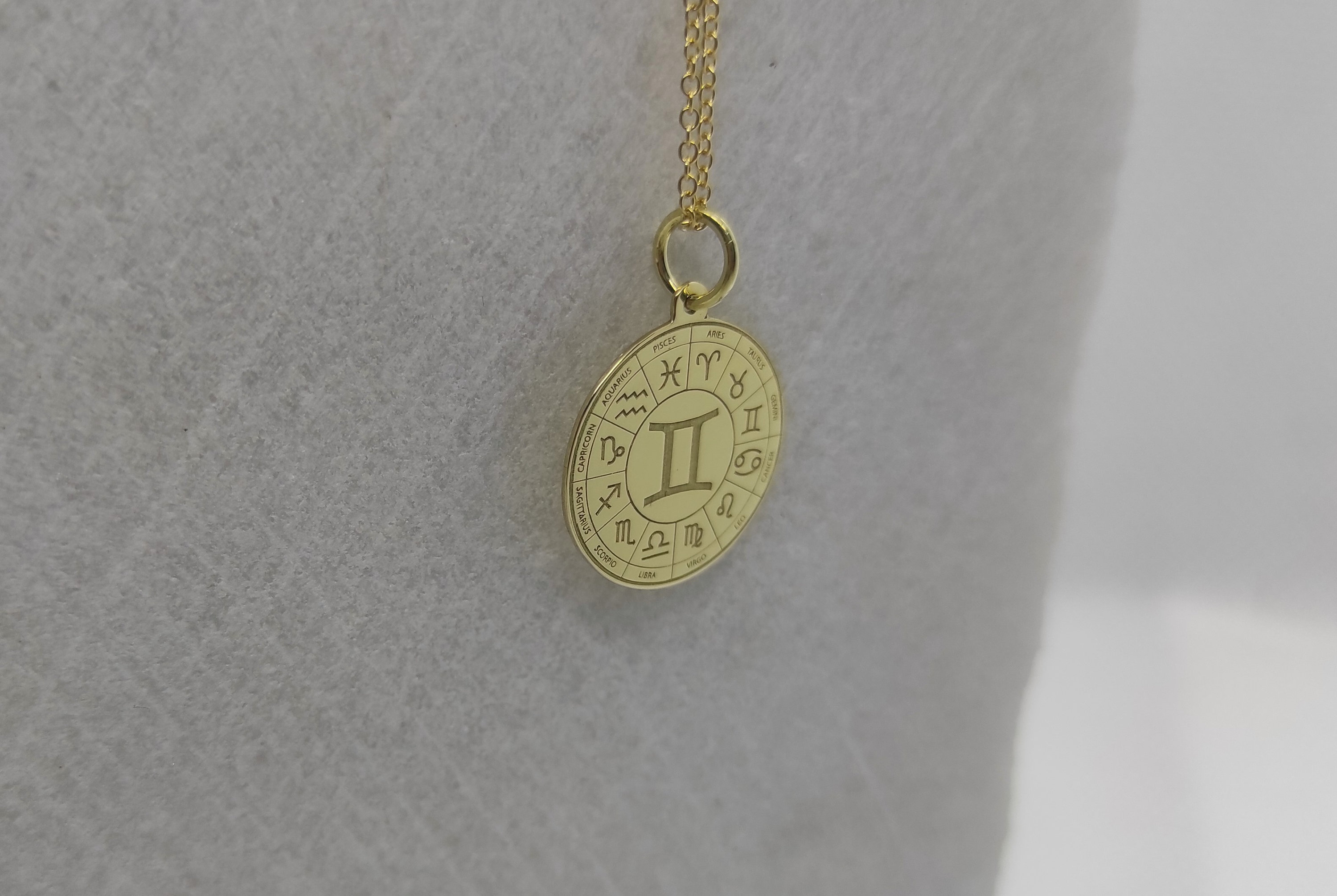 Gemini Zodiac Pendant 14K Real Gold Pendant Gemini Gold - Etsy