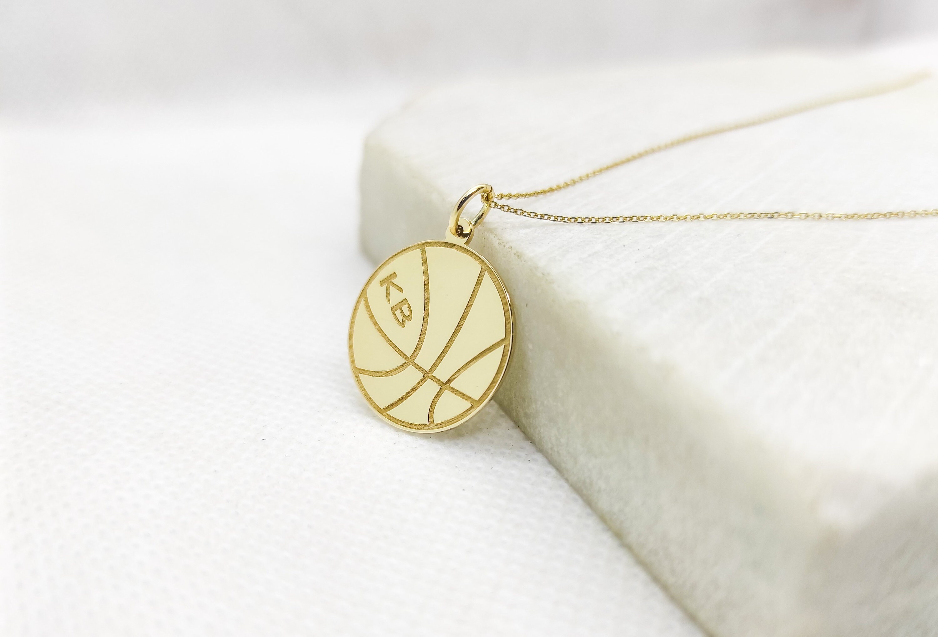 14K Gold Basketball Necklace Personalized Basketball Pendant | Etsy